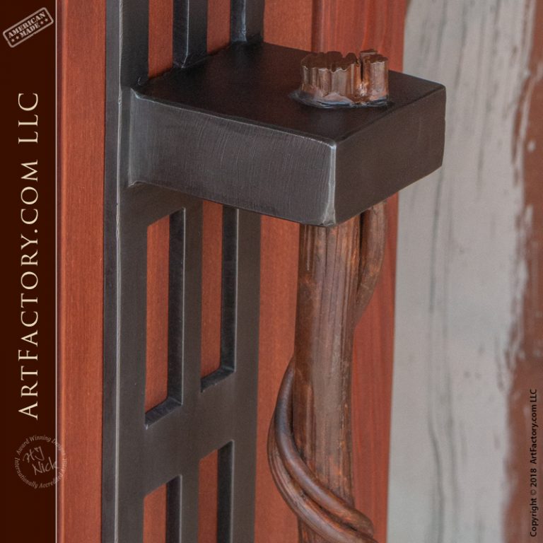 Custom Vine Theme Door: Handmade Solid Wood Entrance With Sidelight