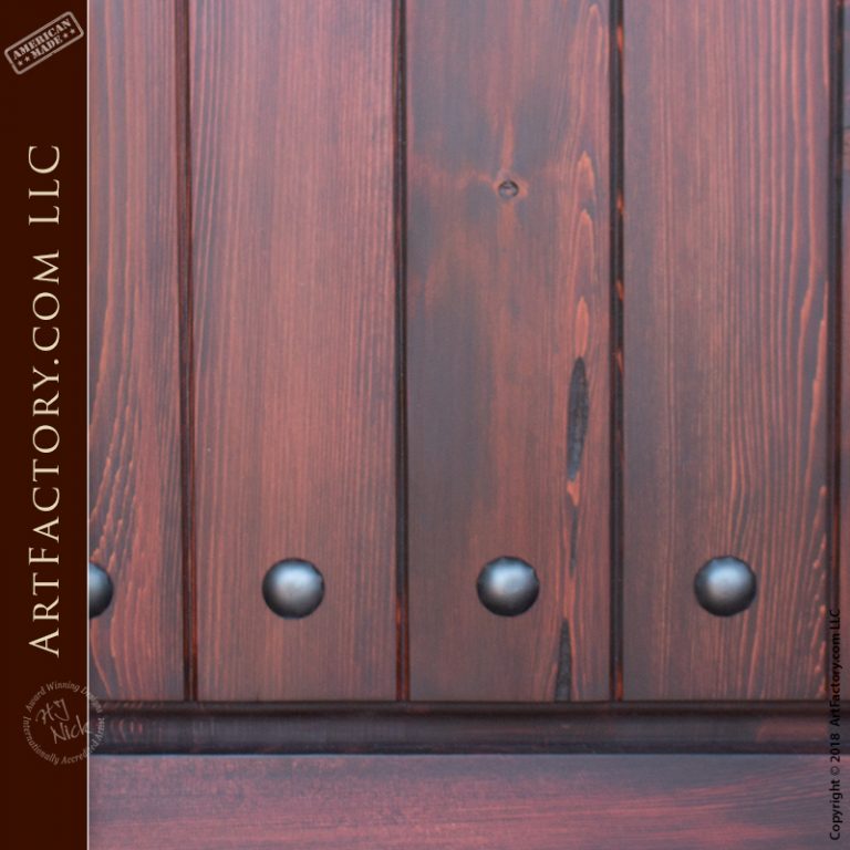 Vertical Groove Panel Door: Solid Wood With Hand Forged Iron Hardware