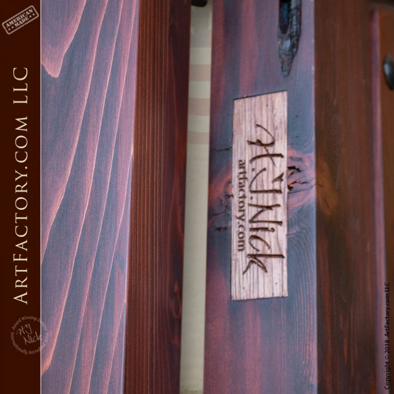 Vertical Groove Panel Door: Solid Wood With Hand Forged Iron Hardware