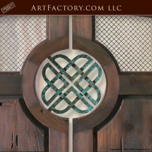 Custom Wooden Driveway Gate: With Decorative Hand Forged Celtic Knot