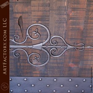 Custom Gothic Front Door: With Blacksmith Hand Forged Iron Hardware
