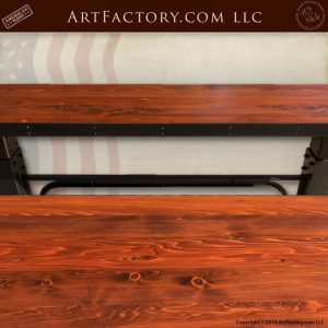 Custom Adjustable Height Table: Solid Wood & Hand Forged Wrought Iron