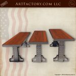 Custom Adjustable Height Table: Solid Wood & Hand Forged Wrought Iron