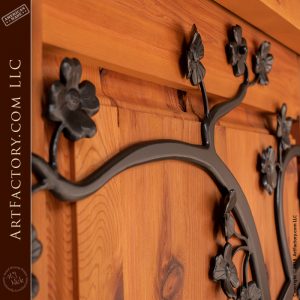 Custom Dogwood Tree Door: With Blacksmith Hand Forged Iron Overlay