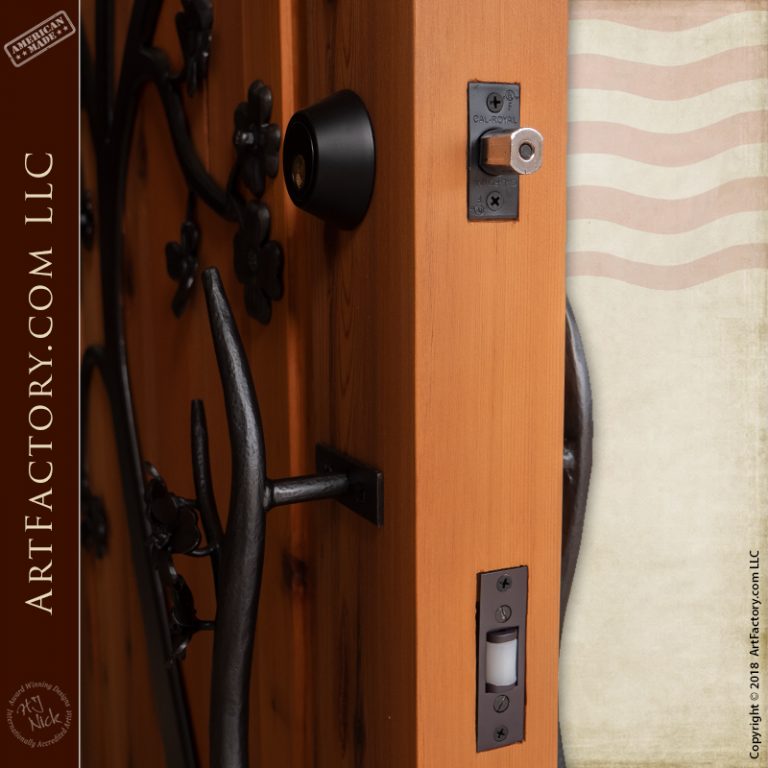 Custom Dogwood Tree Door: With Blacksmith Hand Forged Iron Overlay