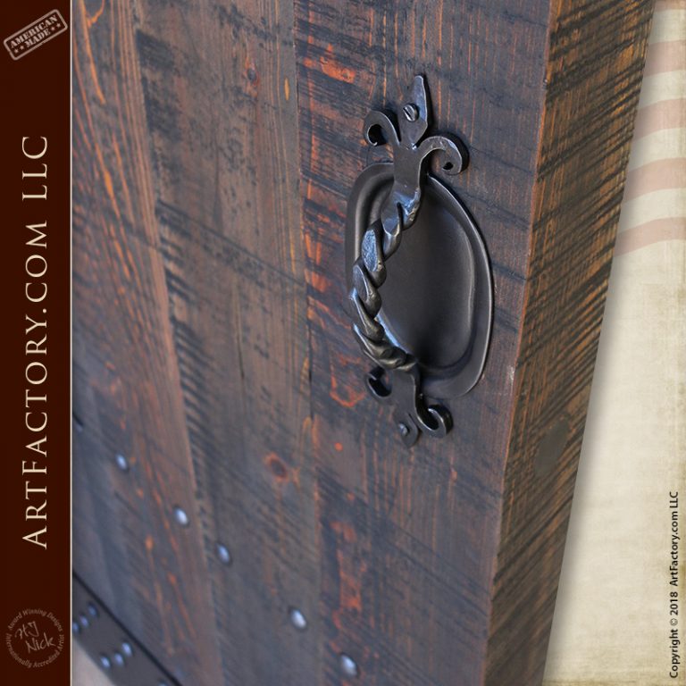 Custom Gothic Front Door: With Blacksmith Hand Forged Iron Hardware