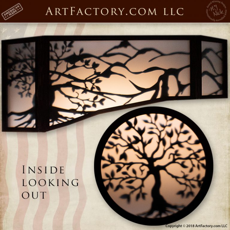Decorative Overlay Window Set: Hand Forged Tree Of Life Design