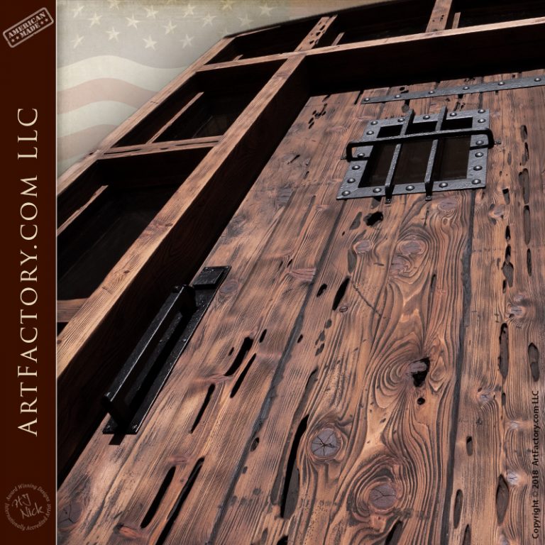 Rustic Weathered Castle Door: With Full Surround Sidelights