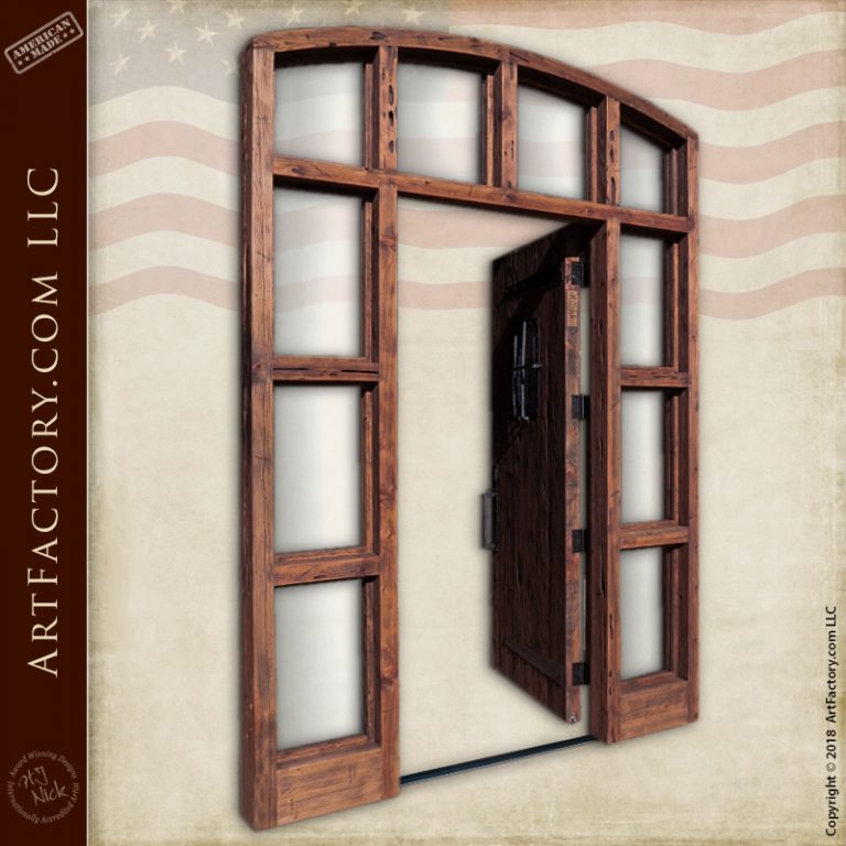 Rustic Weathered Castle Door: With Full Surround Sidelights