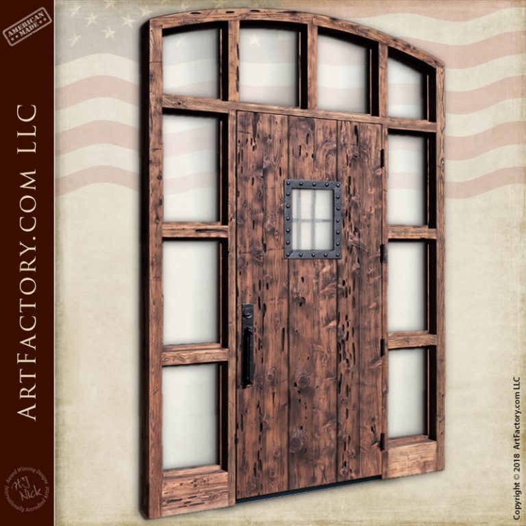 Rustic Weathered Castle Door: With Full Surround Sidelights