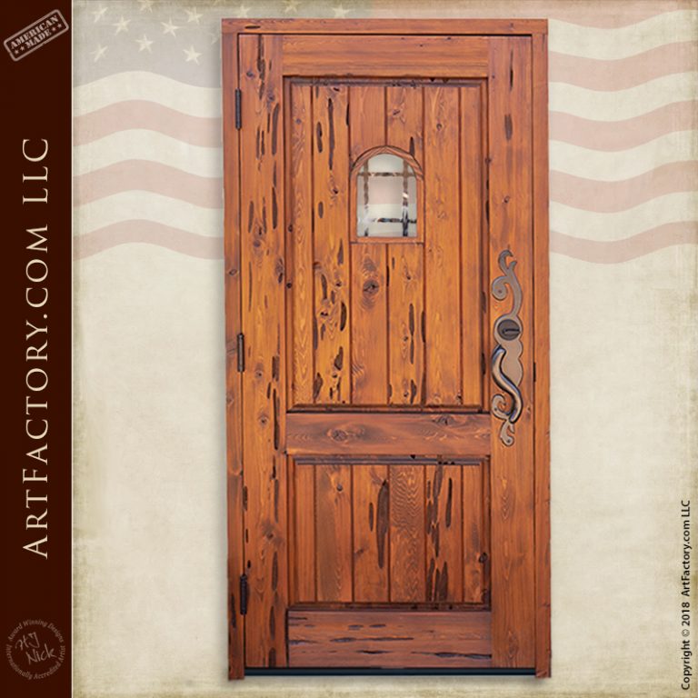 Handmade Wooden Speakeasy Door: Fine Art Hand Forged Hardware