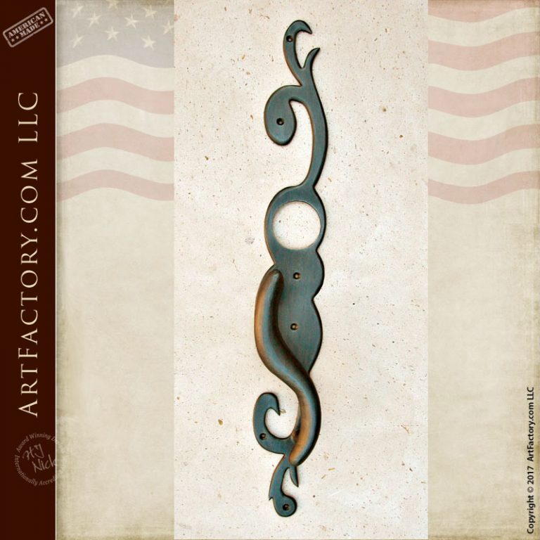 Custom Art Nouveau Door Handle: Hand Forged Iron Hardware
