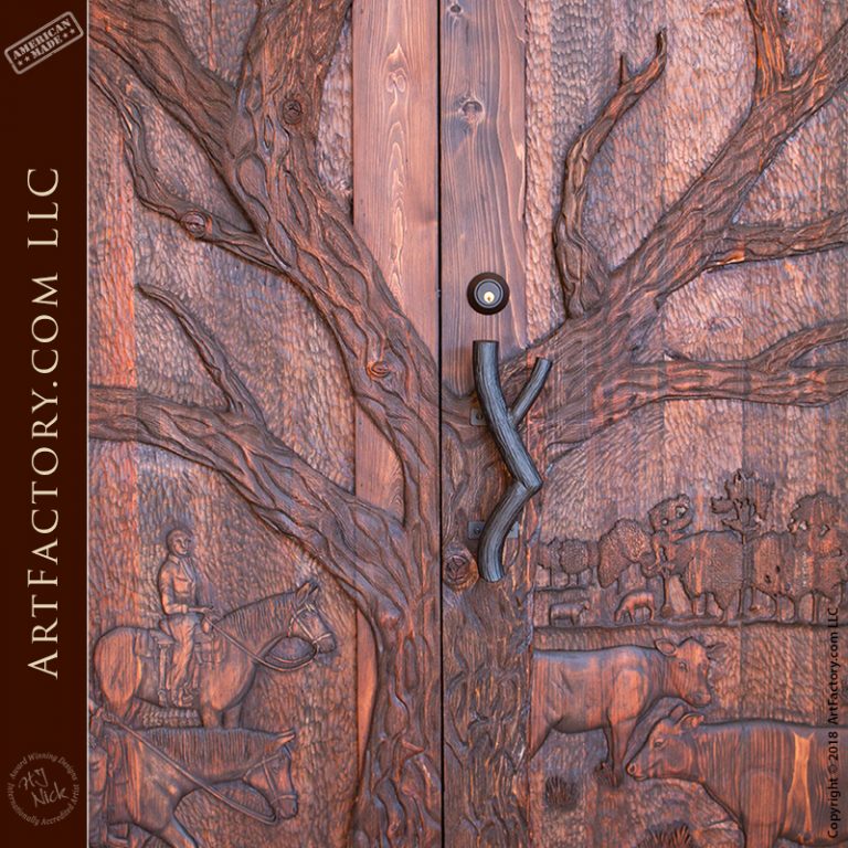Western Ranch Carved Doors: An Original Design By Artist H.J. Nick