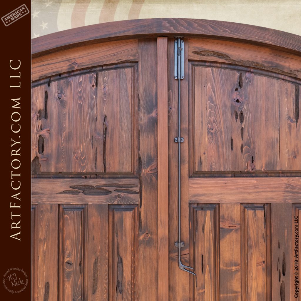 Elk Lodge Entrance Doors: Solid Wood With Custom Antler Handles