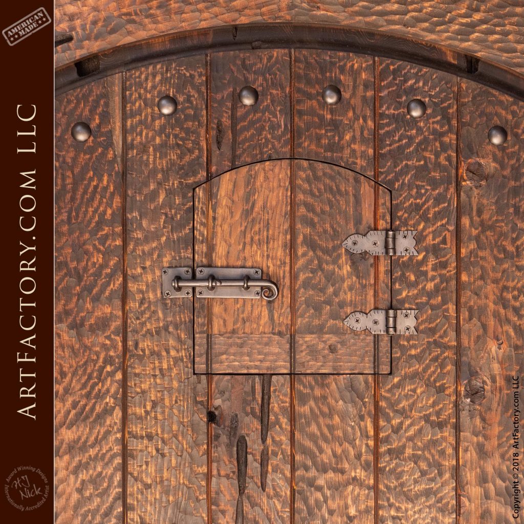 Rustic Cabin Entrance Door: Custom Solid Pre-Weather Wood Design