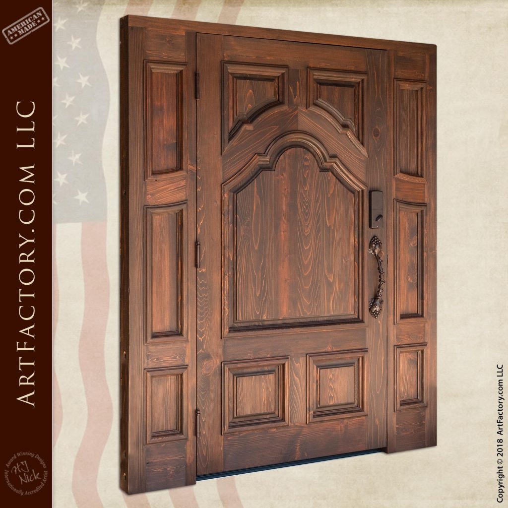 Custom Wood Panel Door: Master Handcrafted With Accent Side Panels