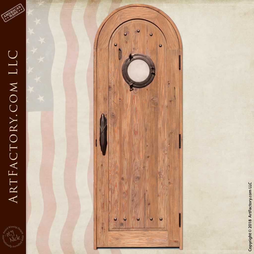 Custom Nautical Porthole Door: Master Handcrafted Solid Wood Entrance