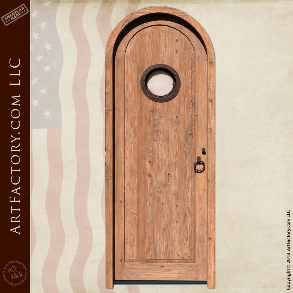 Custom Nautical Porthole Door: Master Handcrafted Solid Wood Entrance