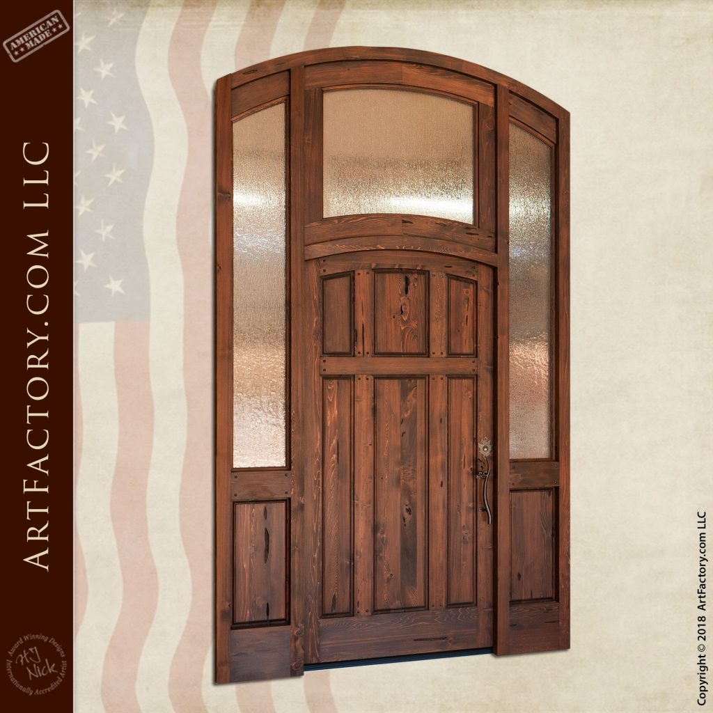 Semi Arched Custom Entrance: Textured Glass Transom And Sidelights