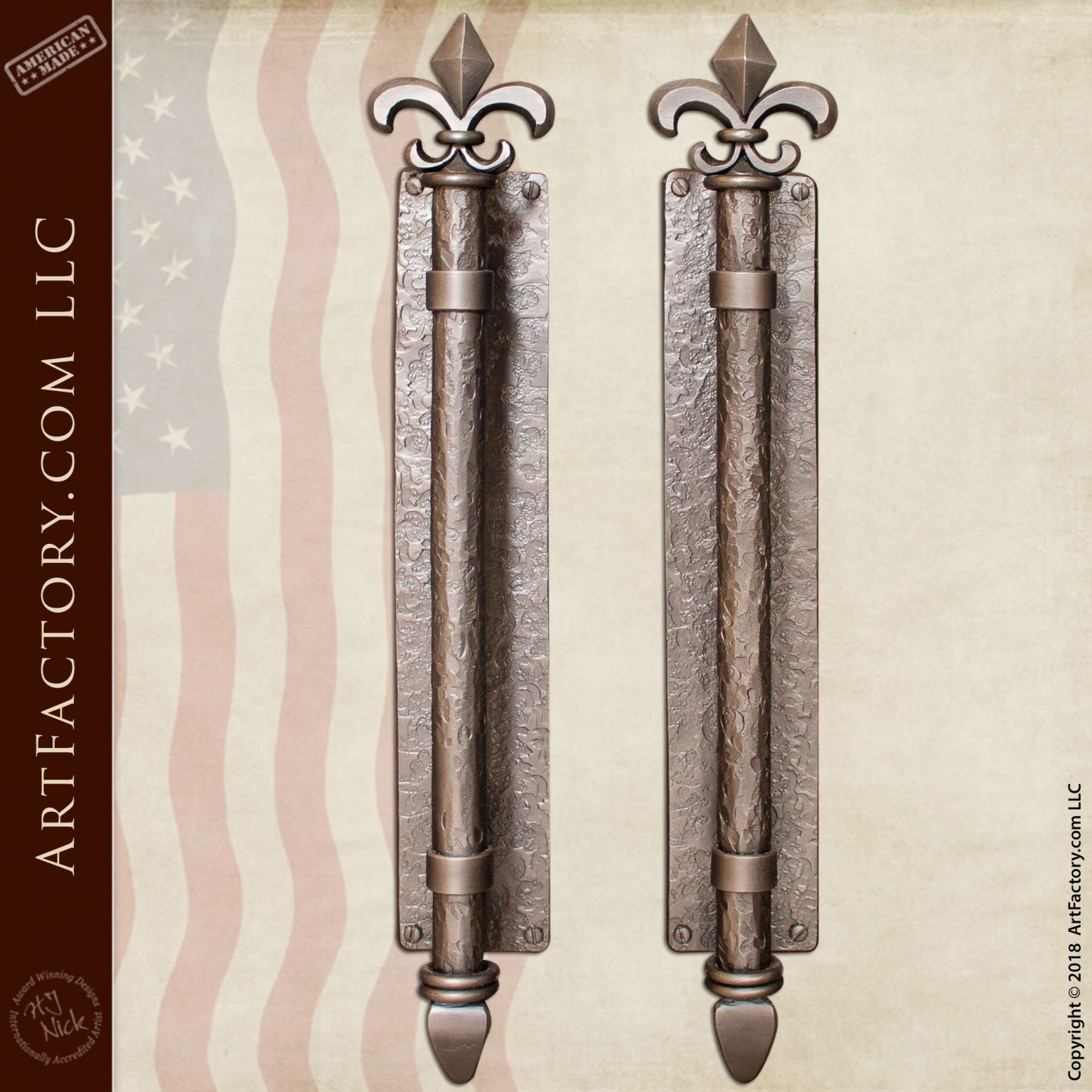 Custom Iron Door Handle: Hand Hammered By Master Blacksmiths