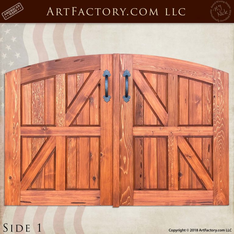 Inverted Arch Fortress Gates: Thick Solid Wood And Hand Forged Iron