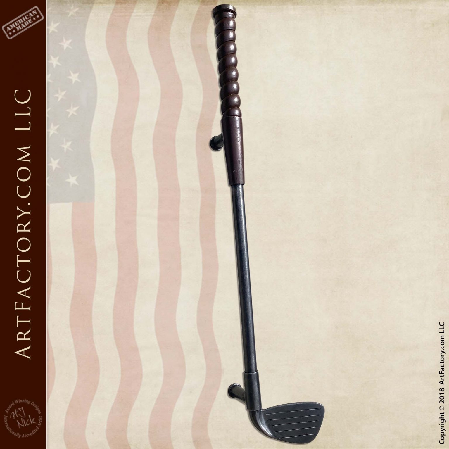 Golf Club Door Handle: Custom Blacksmith Hand Forged Iron Hardware