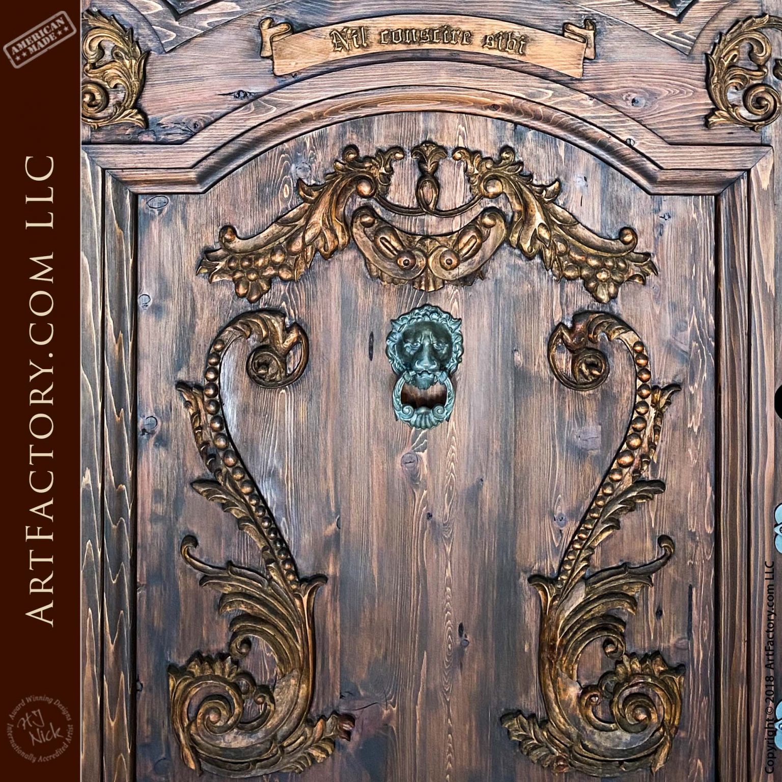English Crest Custom Door: World Class Fine Art Master Wood Carvings