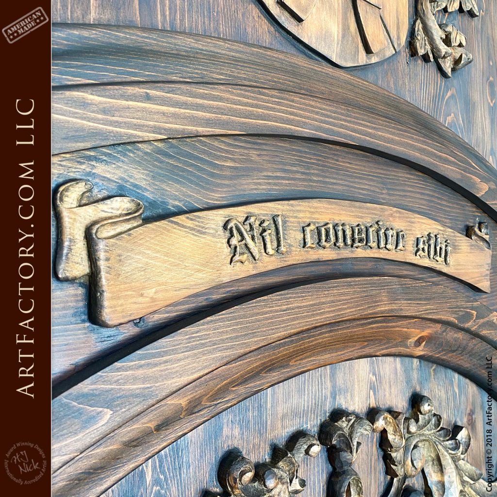 English Crest Custom Door: World Class Fine Art Master Wood Carvings