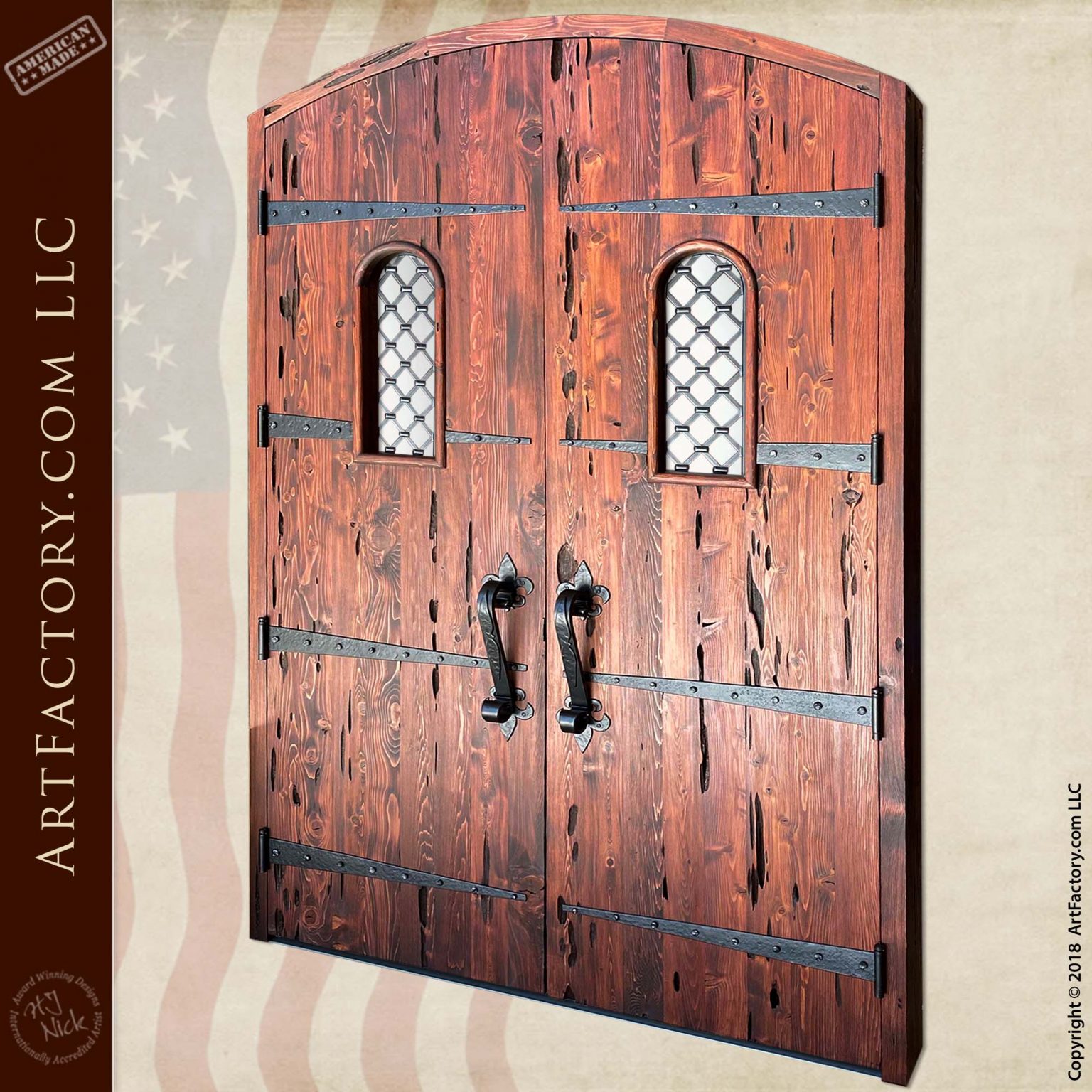 Medieval Fortress Double Doors: Custom Blacksmith Forged Hardware