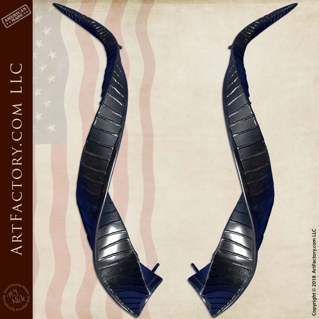 Kudu Horn Custom Iron Door Pulls: Hand Forged By Master Blacksmith