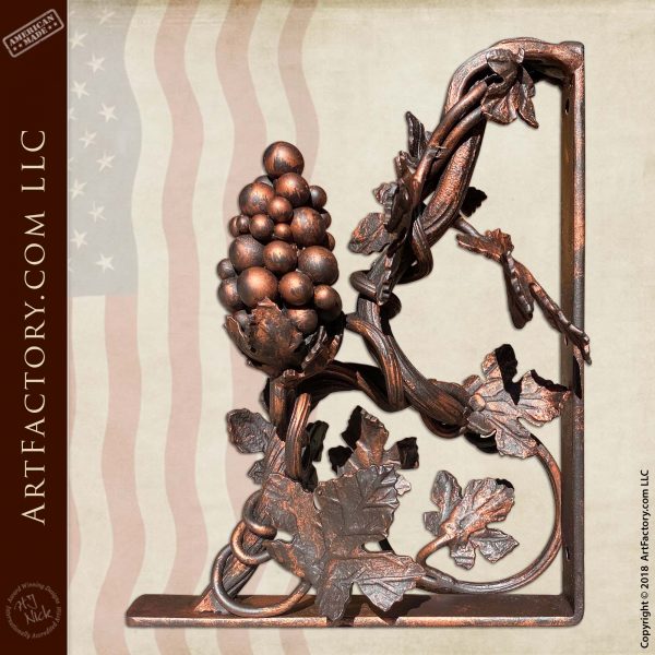 Custom Grapevine Shelf Brackets: Fine Art Iron Wine Room Hardware