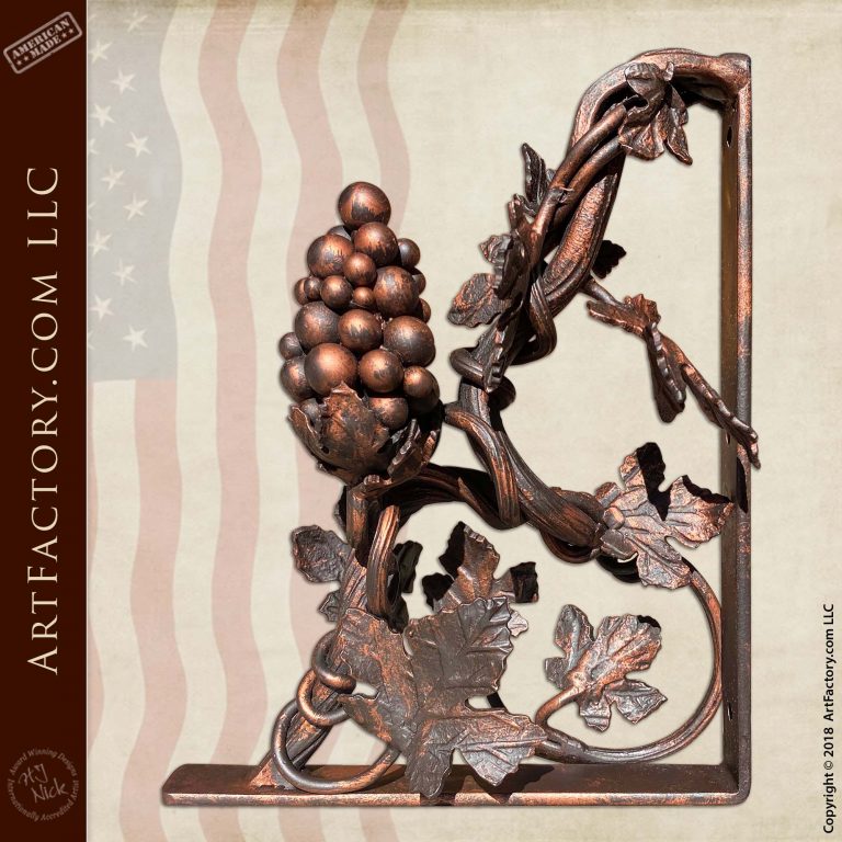 Custom Grapevine Shelf Brackets: Fine Art Iron Wine Room Hardware