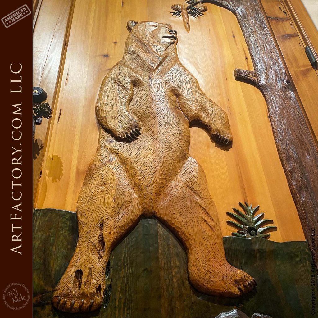 Standing Bear Carved Door: Fine Art By Award Winning Artist H.J. Nick