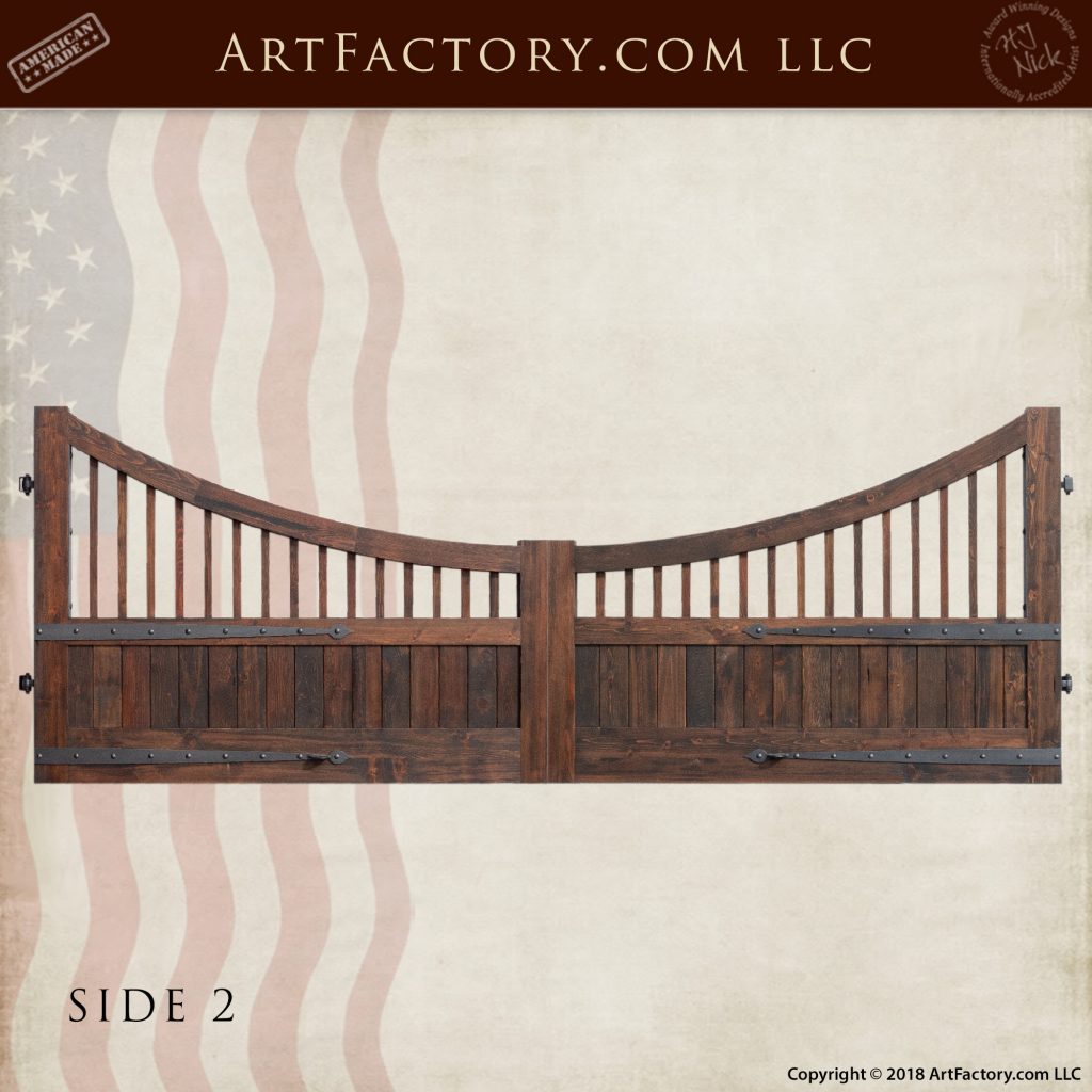 Automatic Opening Estate Gate: Custom Solid Wood Inverted Arch Design