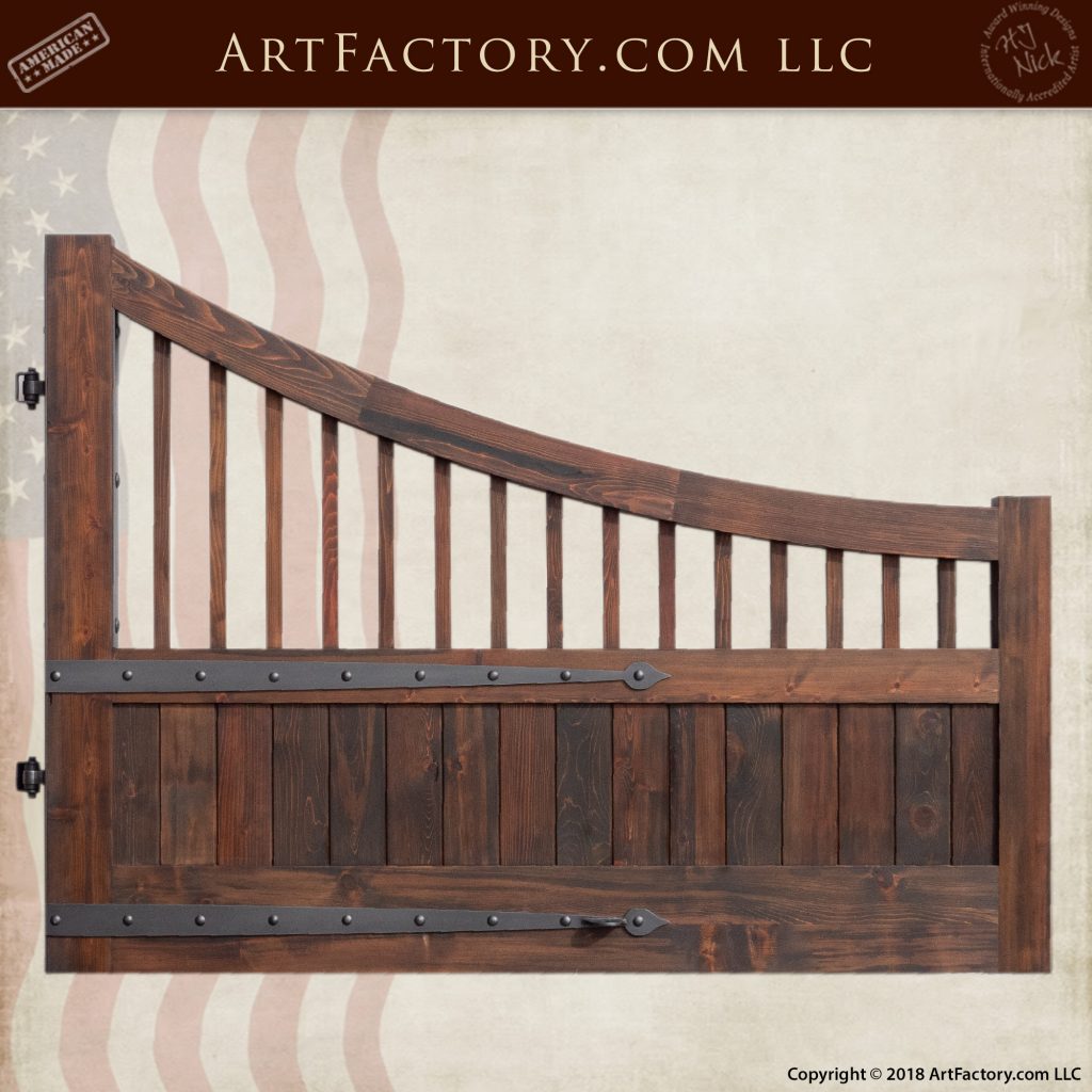 Automatic Opening Estate Gate: Custom Solid Wood Inverted Arch Design