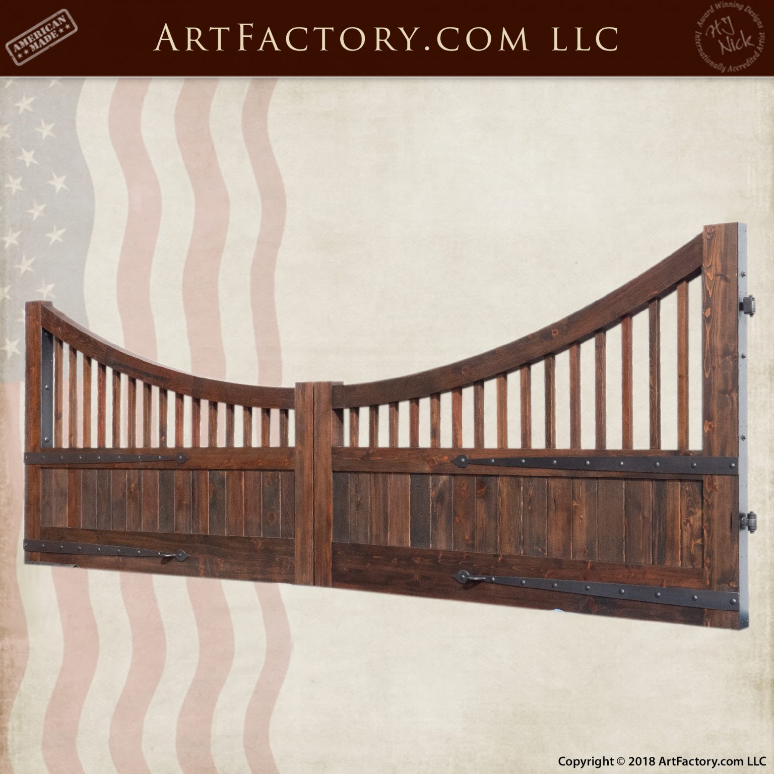 Automatic Opening Estate Gate: Custom Solid Wood Inverted Arch Design