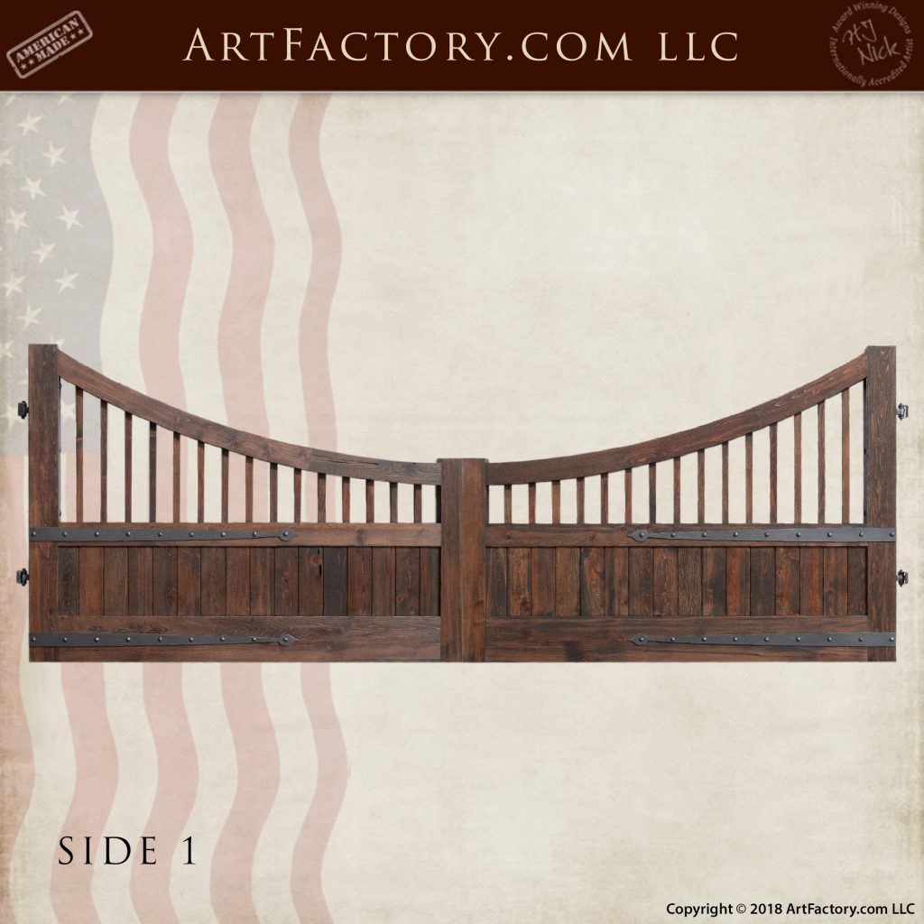 Automatic Opening Estate Gate: Custom Solid Wood Inverted Arch Design