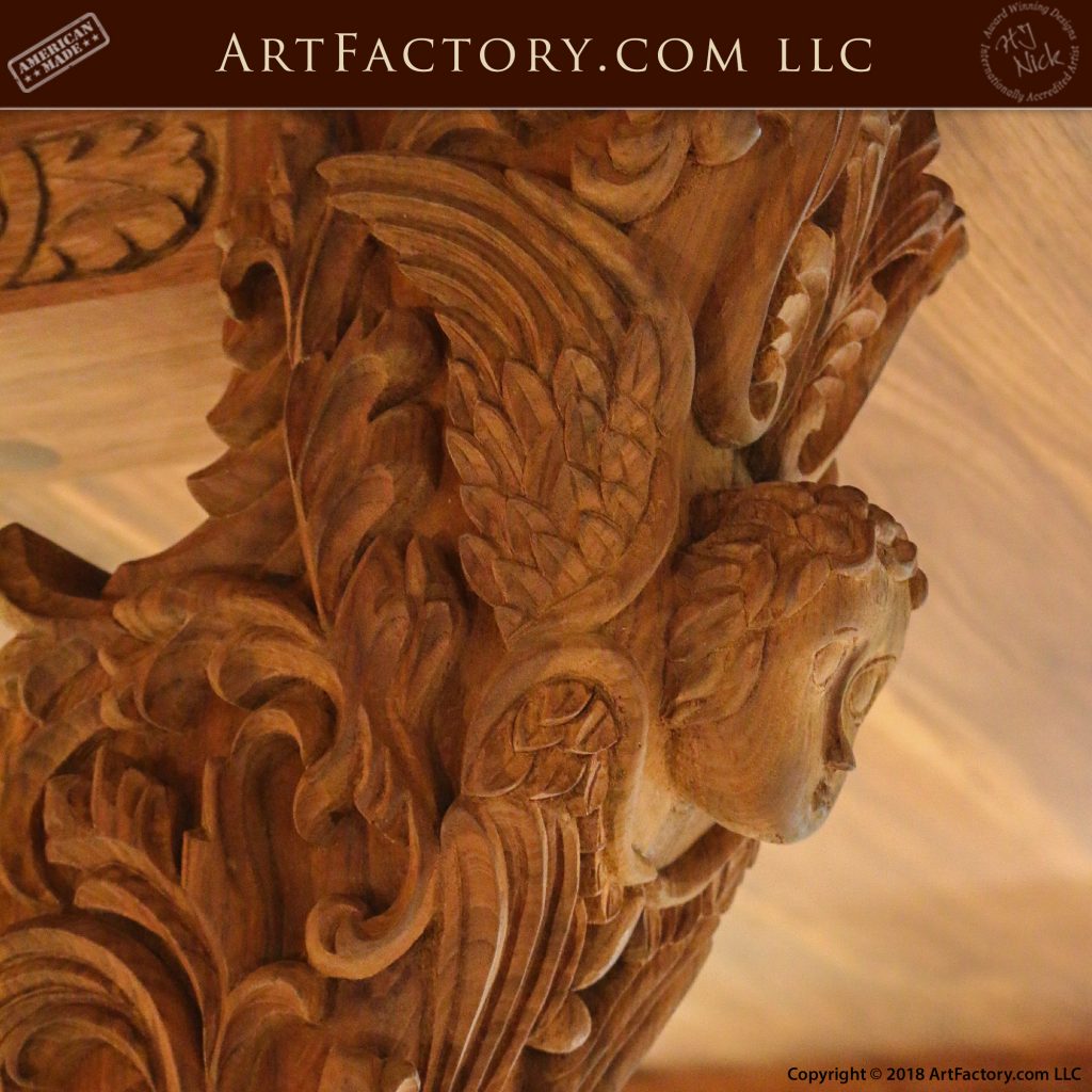 Fine Art Dining Table: Master Hand Carved Solid Matched Grain Walnut