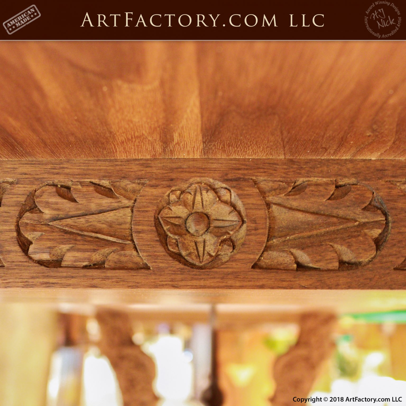 Fine Art Dining Table: Master Hand Carved Solid Matched Grain Walnut