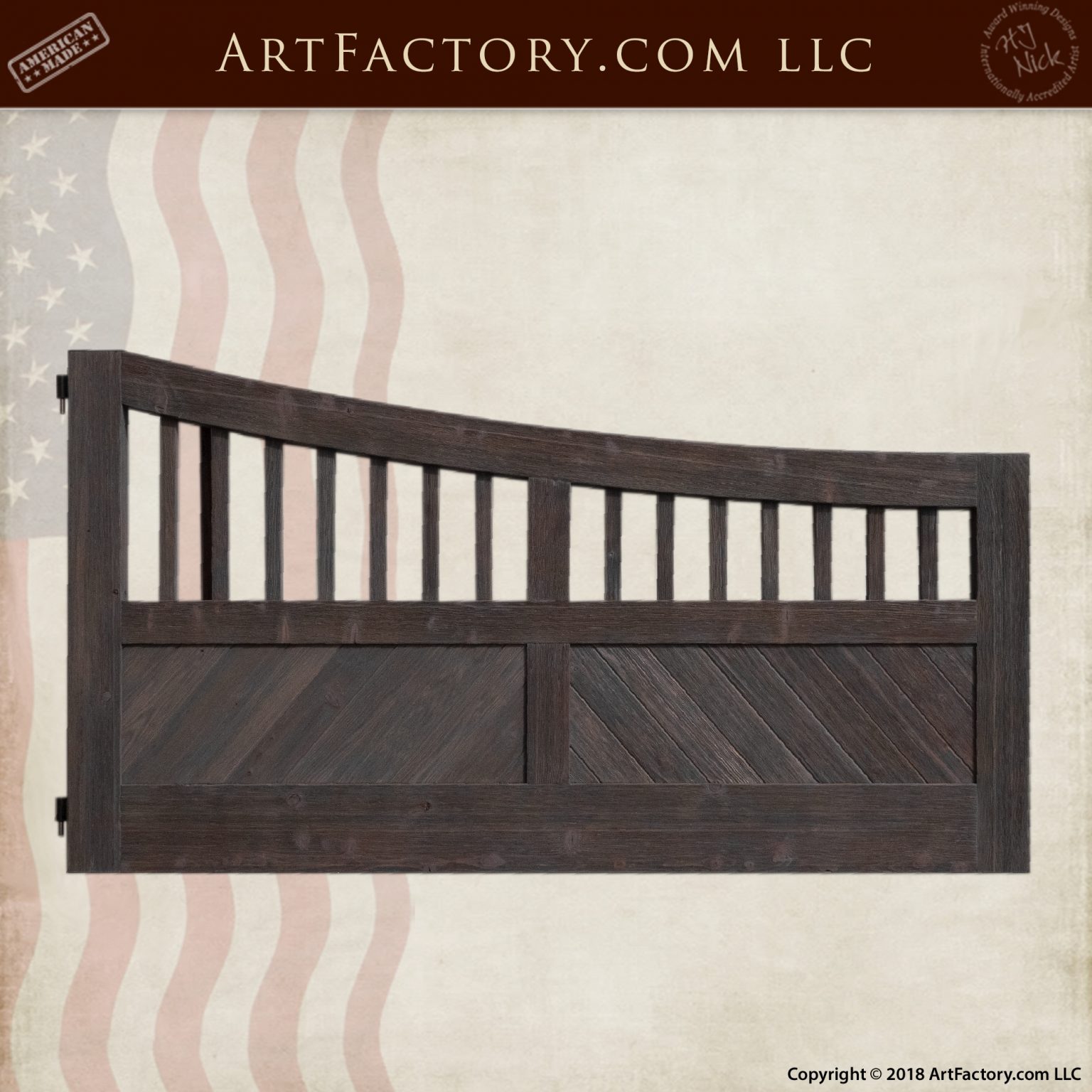 Inverted Arch Estate Gate: Custom Handmade From Genuine Solid Wood