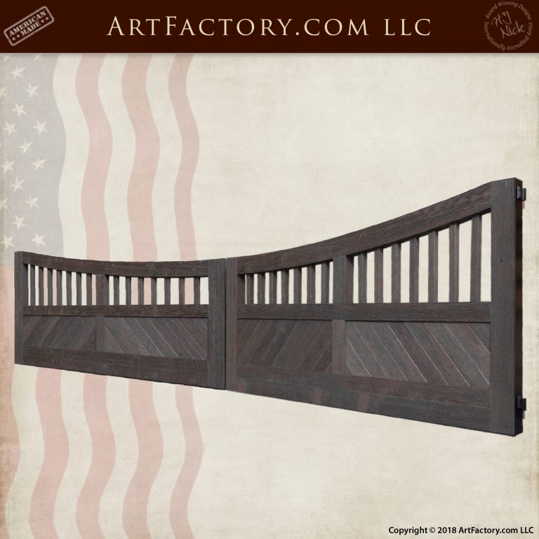 Inverted Arch Estate Gate: Custom Handmade From Genuine Solid Wood