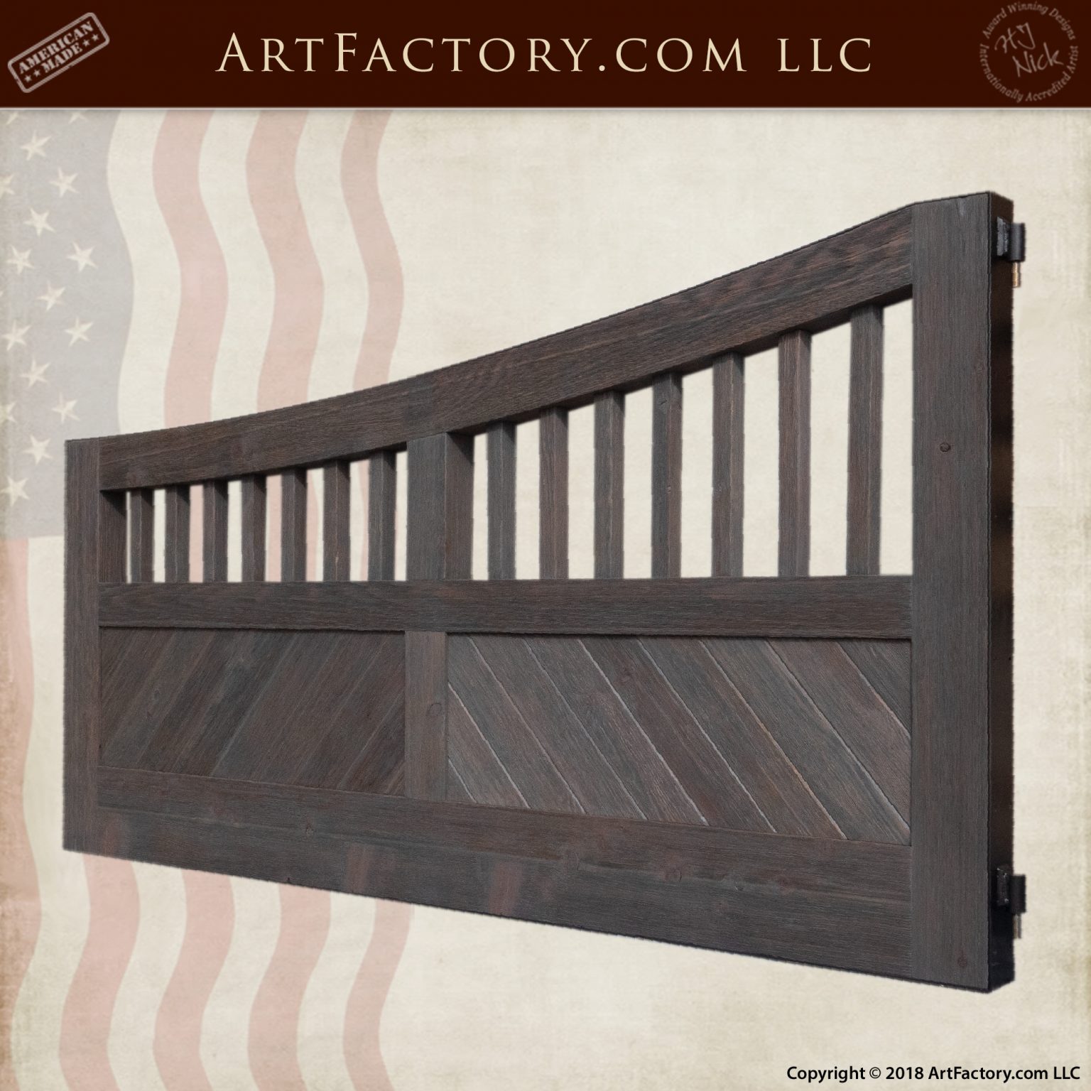 Inverted Arch Estate Gate: Custom Handmade From Genuine Solid Wood