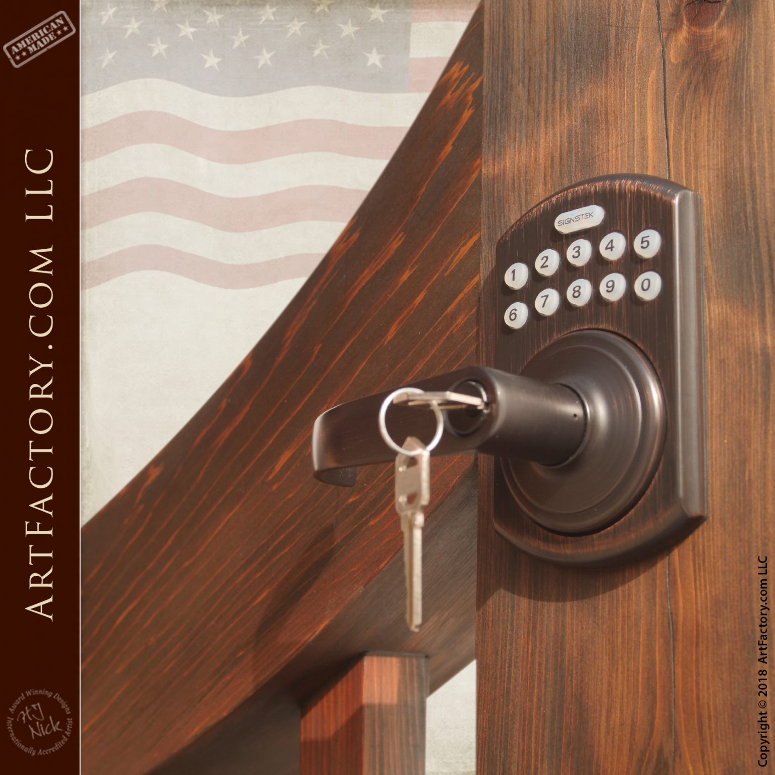 Inverted Arch Garden Gate: Solid Wood With Digital Keypad Lock