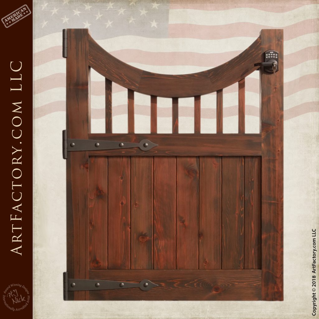 Solid Wood Gates: With Hand Forged Wrought Iron Hardware