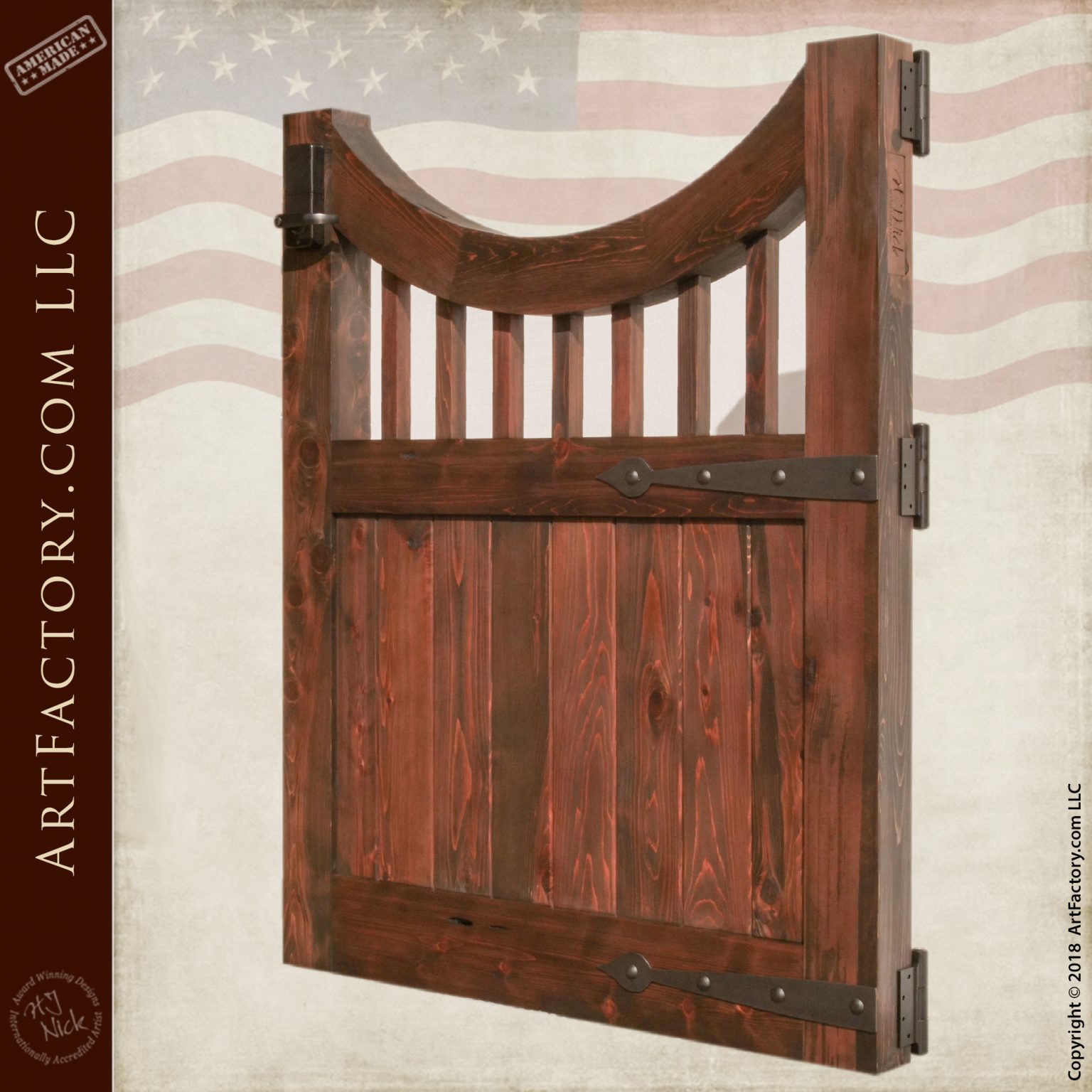 Inverted Arch Garden Gate: Solid Wood With Digital Keypad Lock