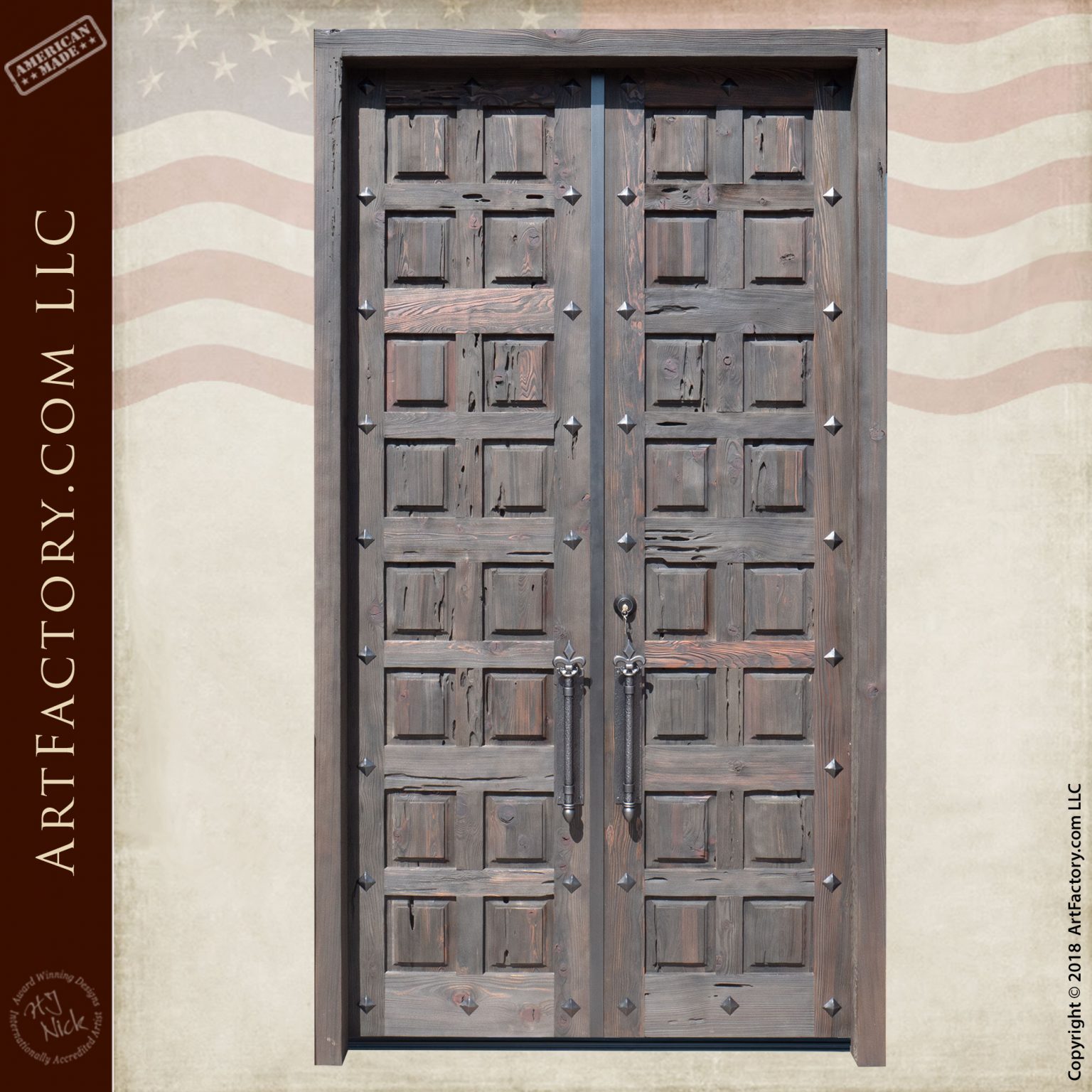 Wooden Double Church Doors: With Custom Fine Art Leaded Glass