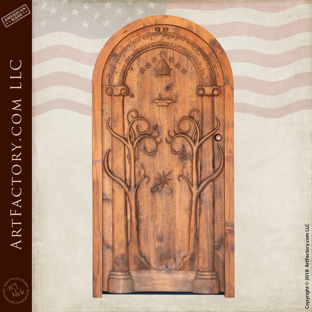 Oak Tree Theme Custom Door: Hand Carved Solid Wood Doors