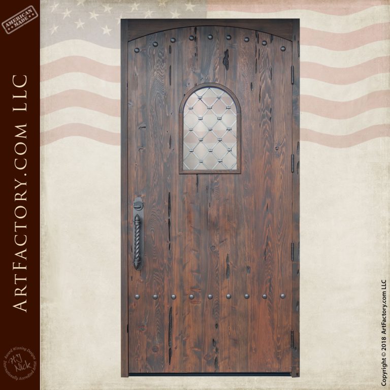 Custom Wooden Castle Door: With Medieval Wrought Iron Hardware