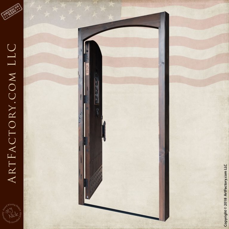 Custom Wooden Castle Door: With Medieval Wrought Iron Hardware