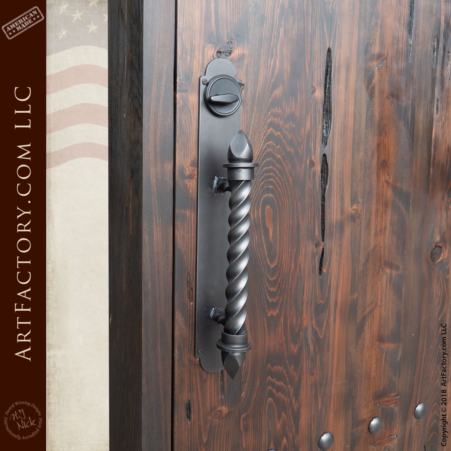 Custom Wooden Castle Door: With Medieval Wrought Iron Hardware